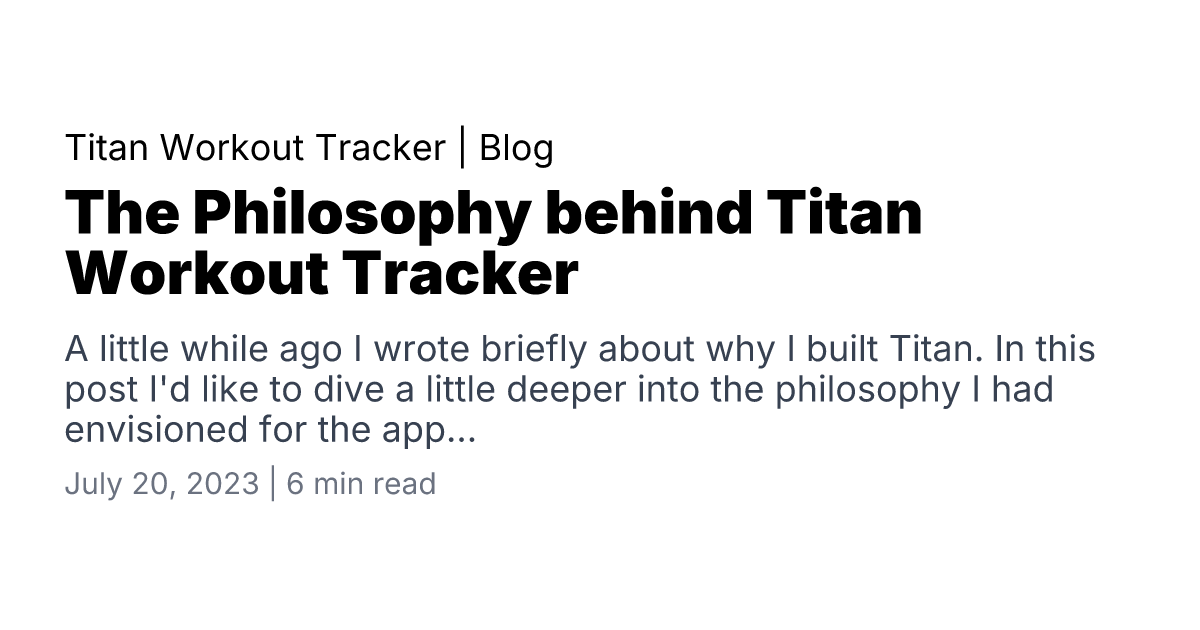 Titan: Simple yet Powerful, Optionally Social Workout Tracker